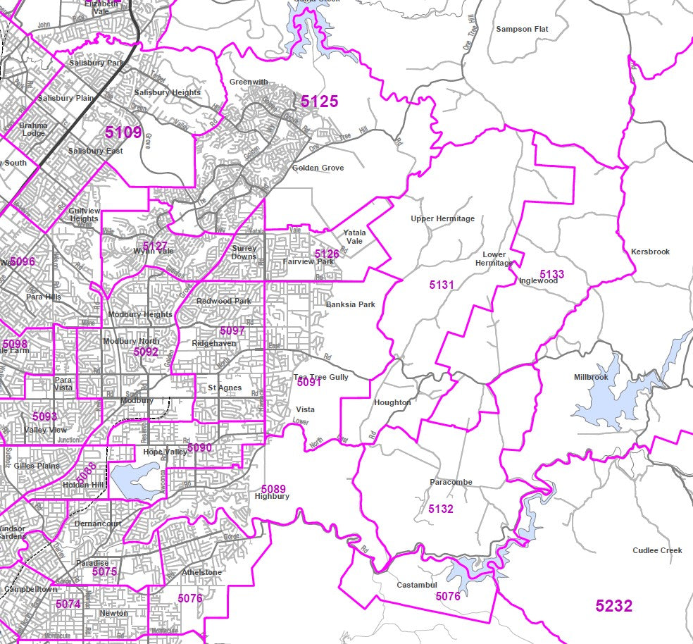 CTS Flat Adelaide Metropolitan Area: Postcode Map (A0) – The Map Shop ...