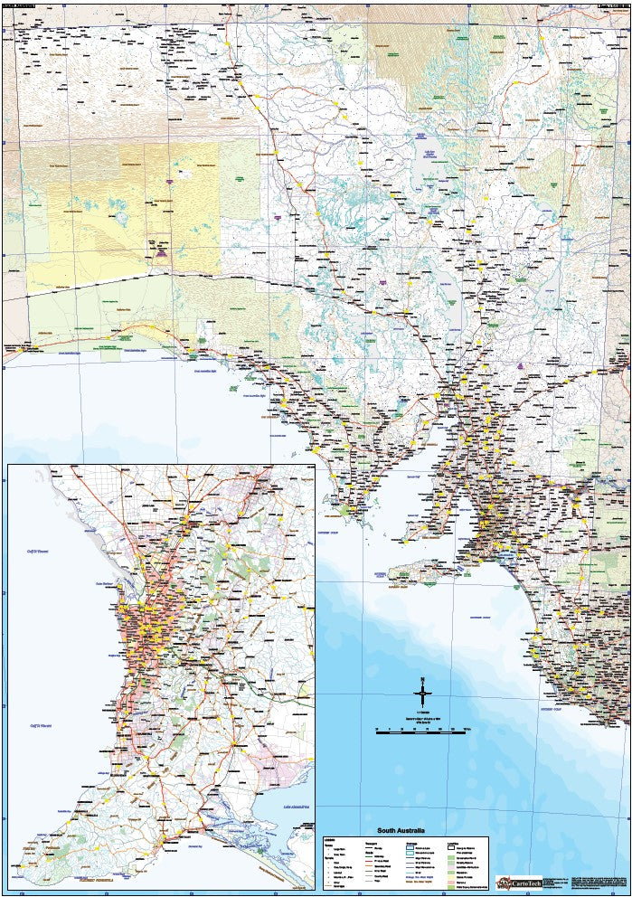 Flat South Australia: General Reference Wall Map (A0) – The Map Shop ...