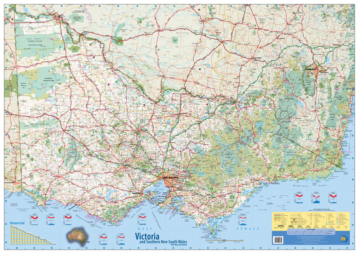 Meridian Maps - Victoria & Southern New South Wales Wall Map – The Map ...