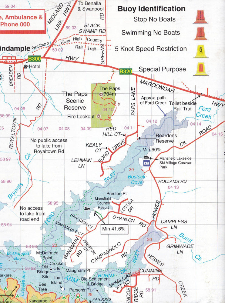 Rooftop Lake Eildon Boating Map – The Map Shop - Adelaide